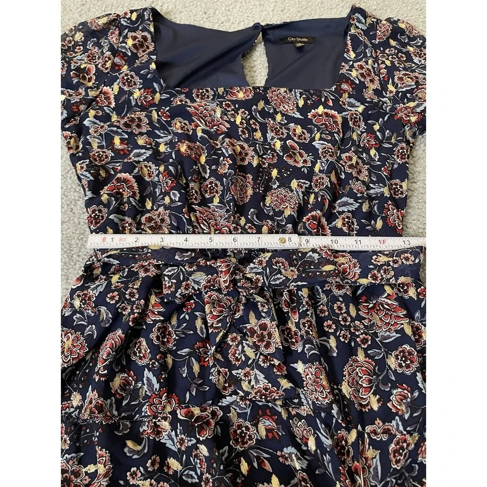 City Studio | Dresses | City Studio Layered Floral Mini Dress Sz S Navy ...